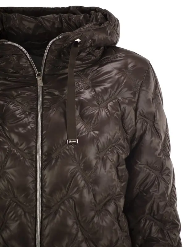 Herno Diamond-quilted Hooded Down Jacket - Brown