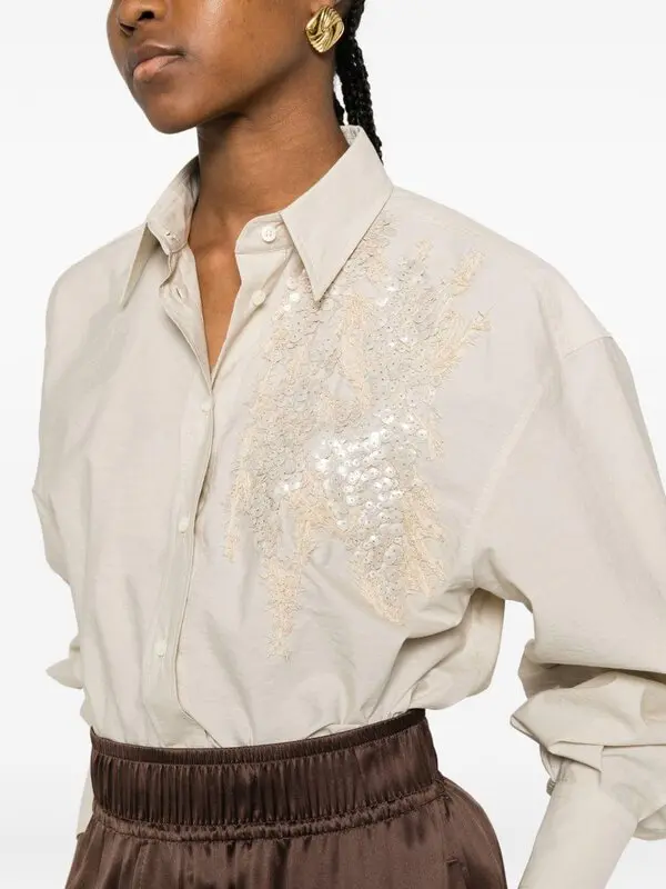 Brunello Cucinelli Embroidered Cotton Shirt