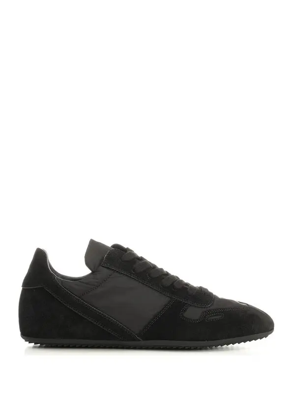 Rick Owens Minimal Sneakers With Suede - Black