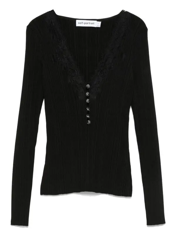 SELF-PORTRAIT Knitted Top With Lace