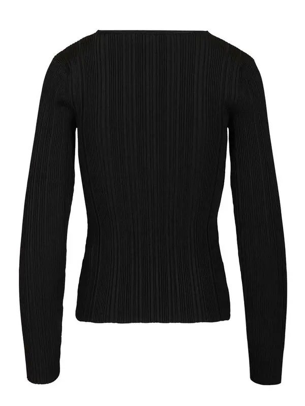 SELF-PORTRAIT Ribbed Knit Top With Lace Trim