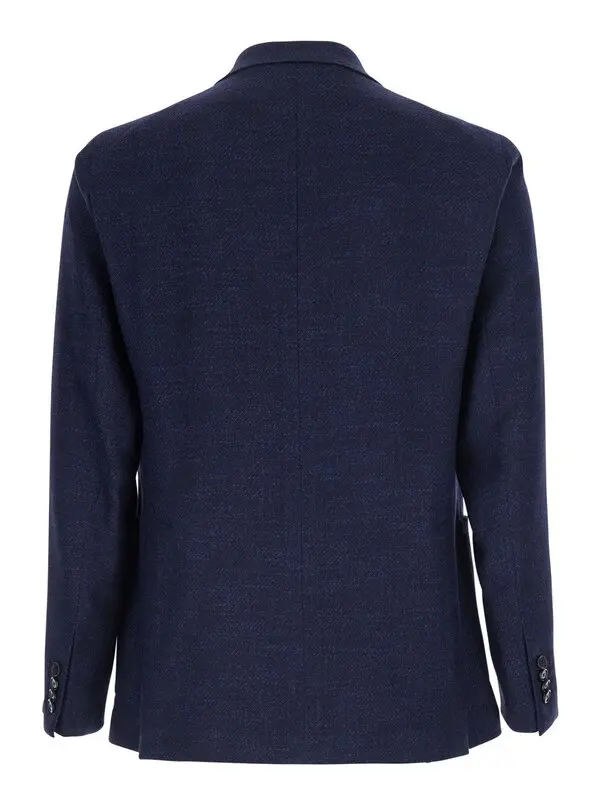 Tagliatore Blue Single-breasted Jacket With Peak Revers And Brooch On The Front In Wool For