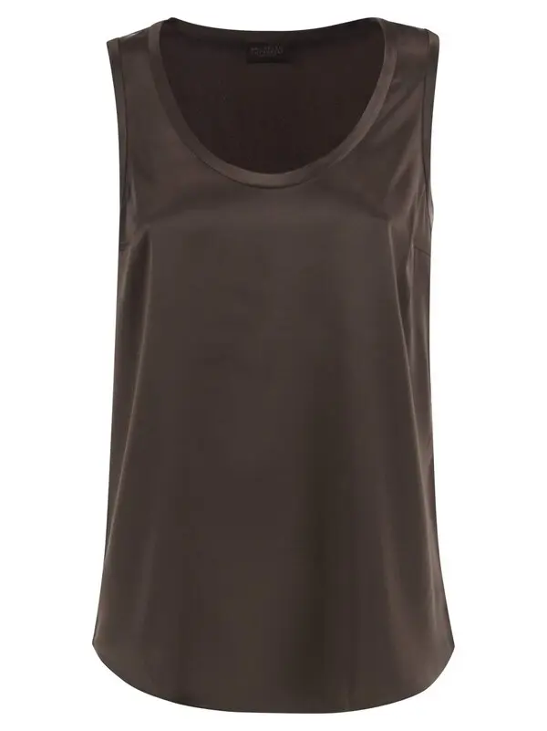 Brunello Cucinelli Stretch Silk Satin Top - Brown