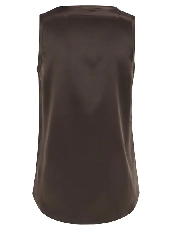 Brunello Cucinelli Stretch Silk Satin Top - Brown