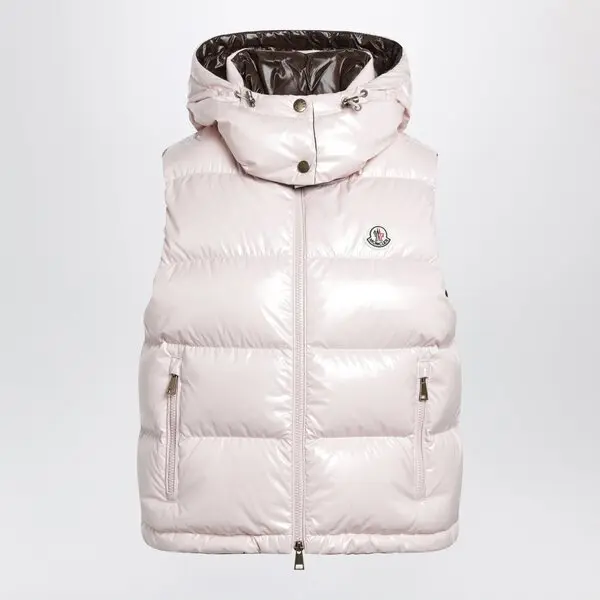 Moncler Niverolle Short Down Vest In Nylon - Pink