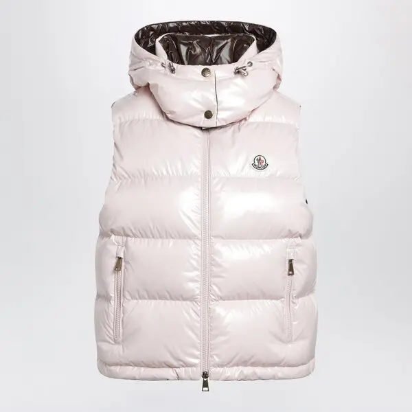 Moncler Niverolle Short Down Vest In Nylon - Pink