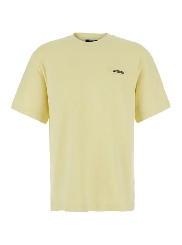 Jacquemus Le T-shirt Gros Grain' Yellow Crew Neck T-shirt With Logo Patch On The Front In Cotton For - Multicolor