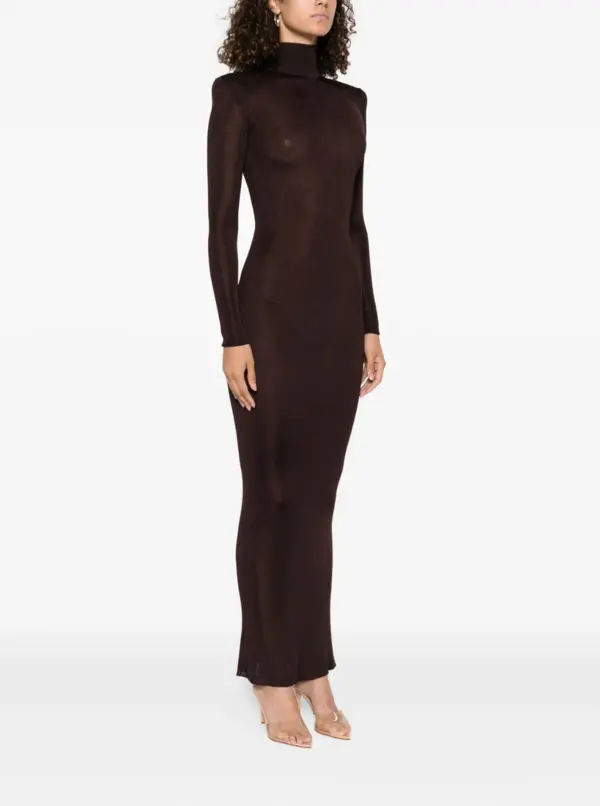 SELF-PORTRAIT Long Turtleneck Dress - Multicolor
