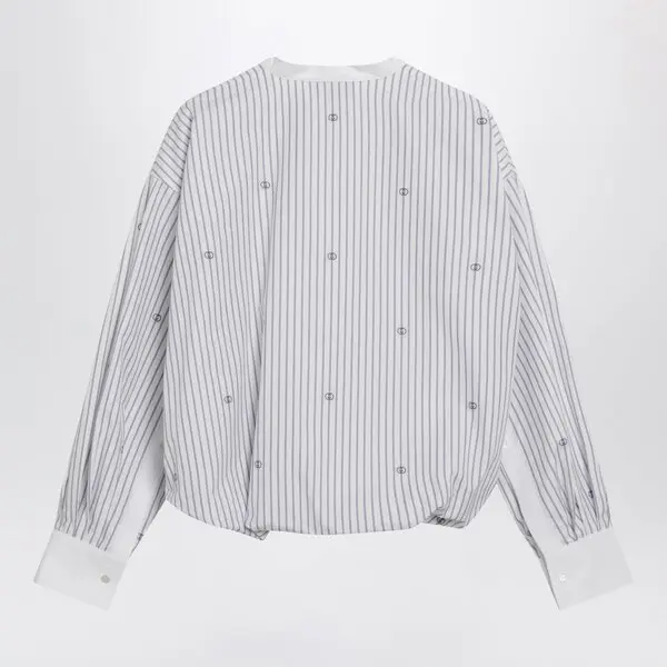 Gucci Striped Cotton Blouse With Gg Embroidery - Purple