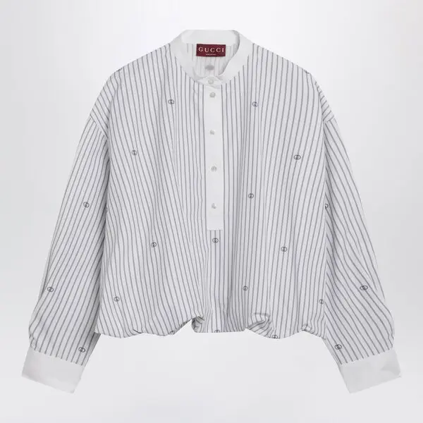 Gucci Striped Cotton Blouse With Gg Embroidery - Purple