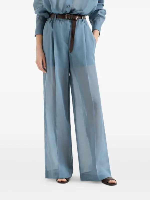 Brunello Cucinelli Cotton Organza Sartorial Track Trousers - Multicolor