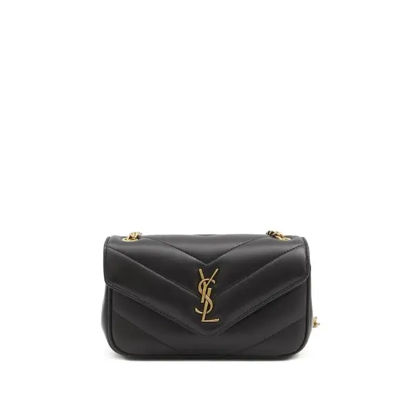 Saint Laurent Chevron Satchel Cross Body Bag - Black