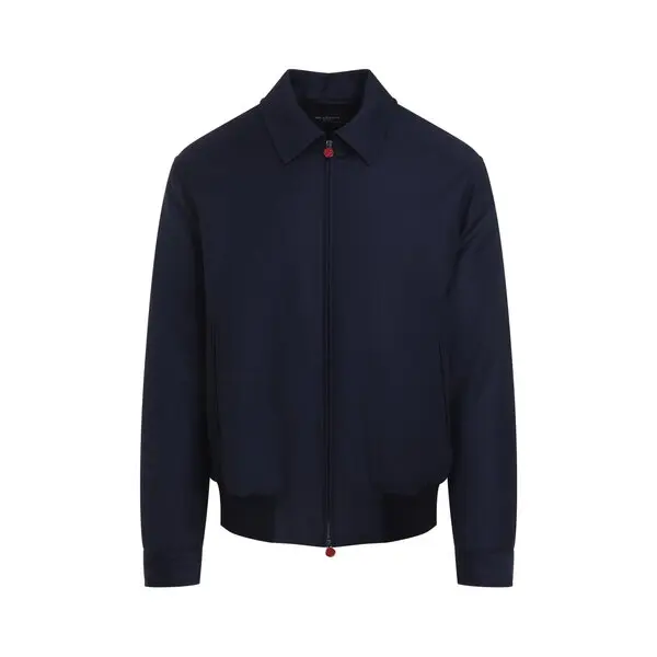 Kiton Virgin Wool And Cashmere Bomber Jacket - Blue