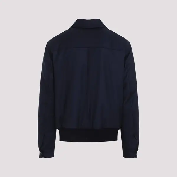 Kiton Virgin Wool And Cashmere Bomber Jacket - Blue