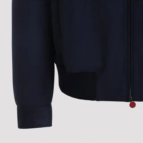 Kiton Virgin Wool And Cashmere Bomber Jacket - Blue