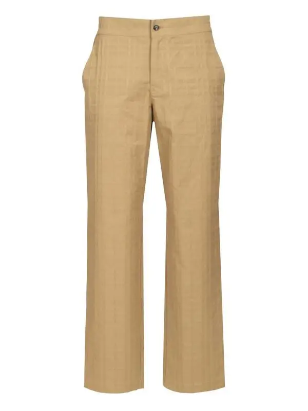 Burberry Textured Check Cotton Trousers - Cream
