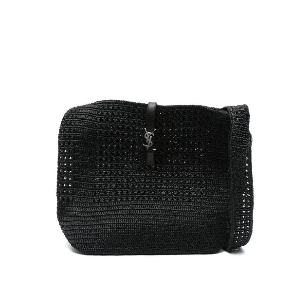 Saint Laurent Raffia Shoulder Bag - Black