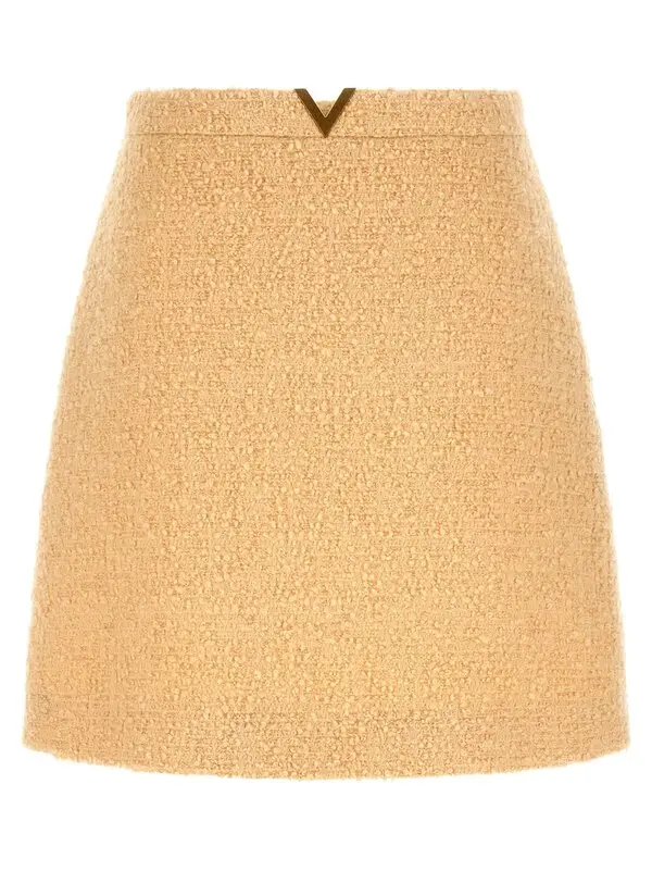 Valentino Garavani V Gold' Skirt - Cream