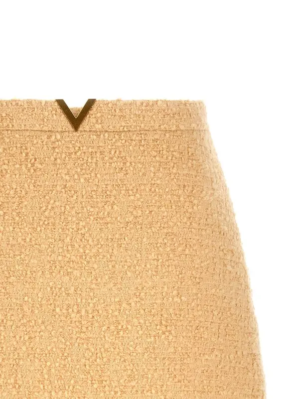 Valentino Garavani V Gold Mini Skirt - Cream