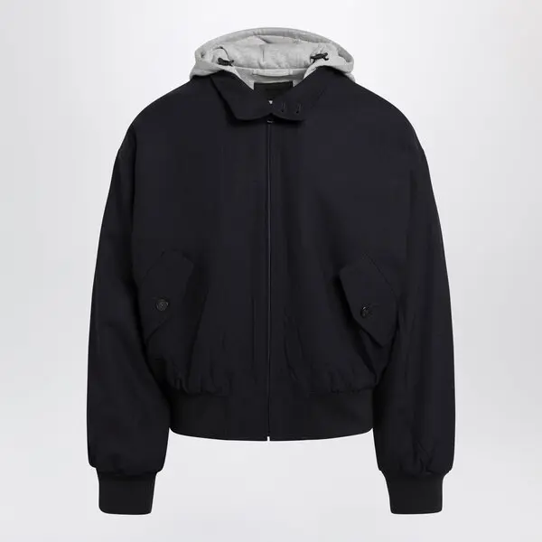 Prada Navy Wool Hooded Jacket - Blue