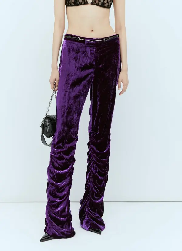 Gucci Horsebit Belt Velvet Pants - Purple