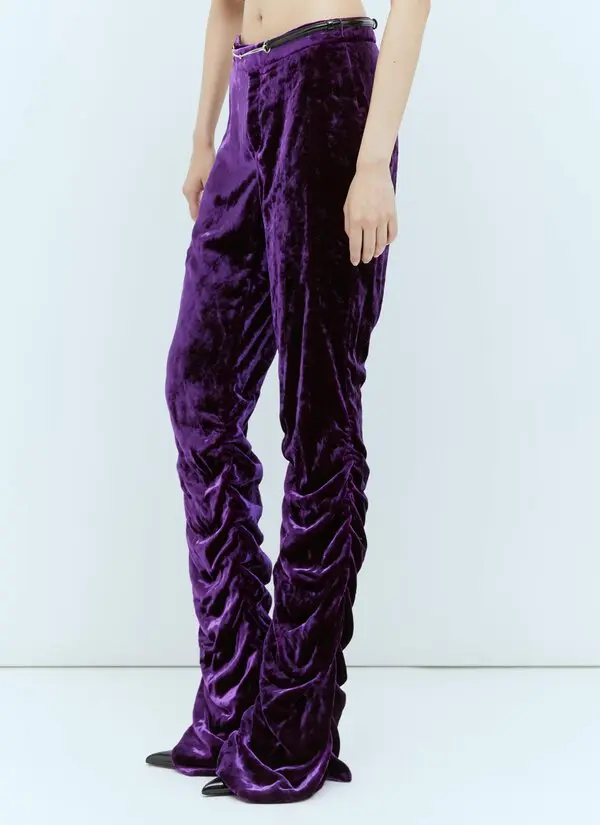 Gucci Horsebit Belt Velvet Pants - Purple