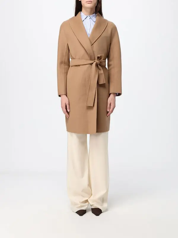 Max Mara Estremo Long Wool And Cashmere Robe Coat With Belt - Brown