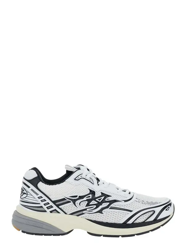 Amiri M-tech' White Sneakers With Side Logo Patch In Leather And Fabric And Leather For
