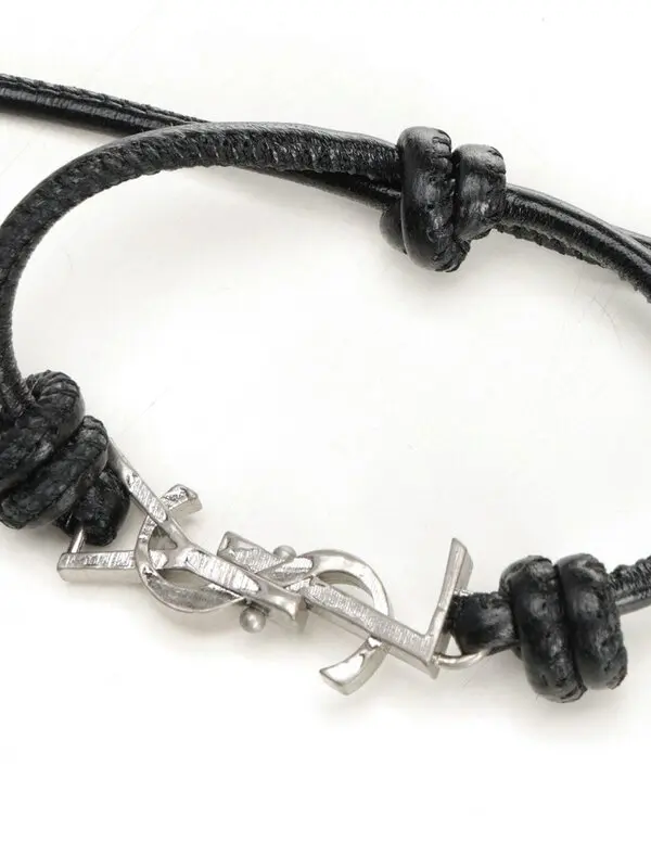 Saint Laurent Cassandre Leather Bracelet