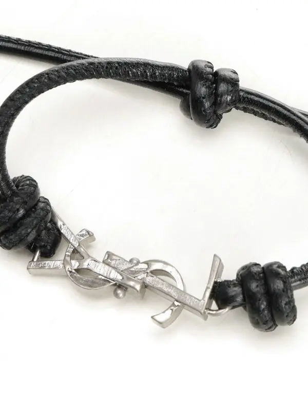 Saint Laurent Leather And Brass Bracelet
