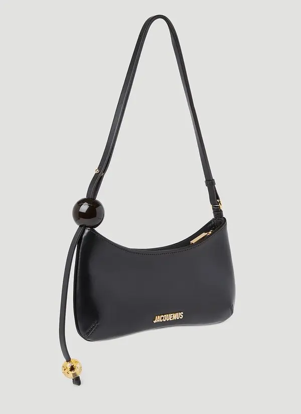 Jacquemus Le Bisou Perle Leather Shoulder Bag - Black