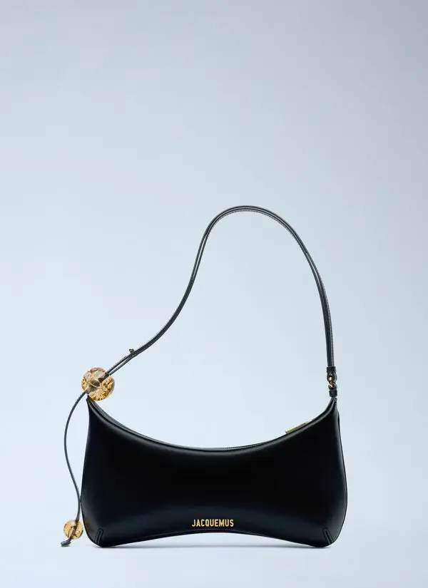 Jacquemus Le Bisou Perle Leather Shoulder Bag - Black