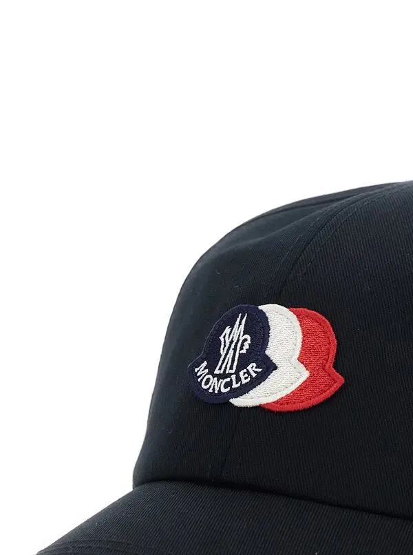 Moncler Blue Baseball Cap With Logo Patch On The Front And Back In Cotton For