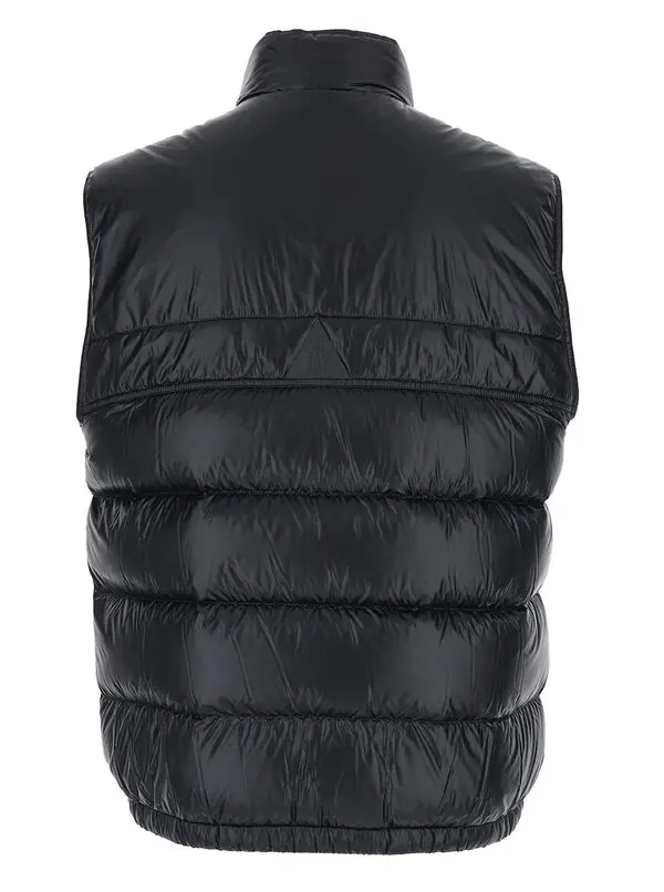 Moncler Down Jacket 'uychi' With High Collar And Logo Patch On The Front In Tech Fabric Black
