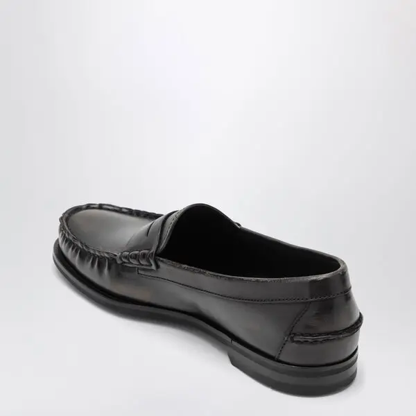 Prada Cognac Aged Leather Loafers
