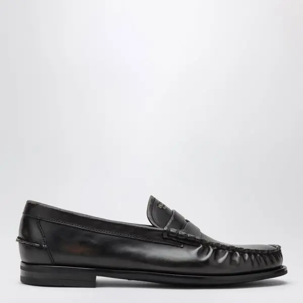 Prada Aged Leather Loafers - Black