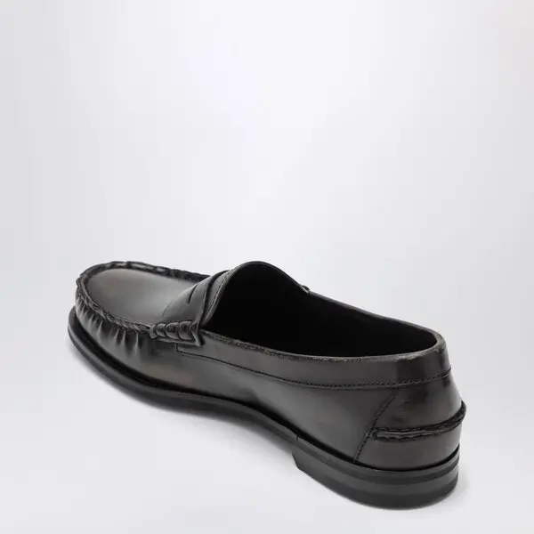 Prada Aged Leather Loafers - Black
