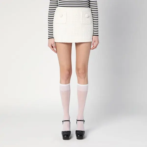 Marc Jacobs Ivory Textured Tweed Mini Skirt
