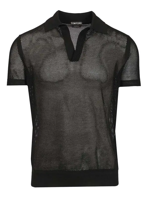 TOM FORD Knitted Polo Shirt - Black