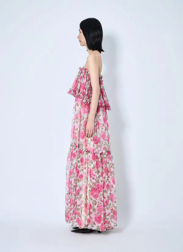 Chloé Long Silk Muslin Dress - Pink