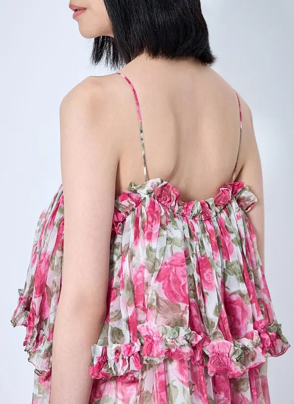 Chloé Long Silk Muslin Dress - Pink