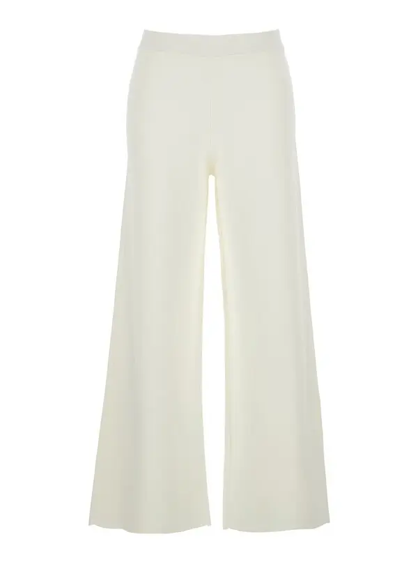 P.a.r.o.s.h Wide Leg Pull-on Pants In Viscose Blend - White