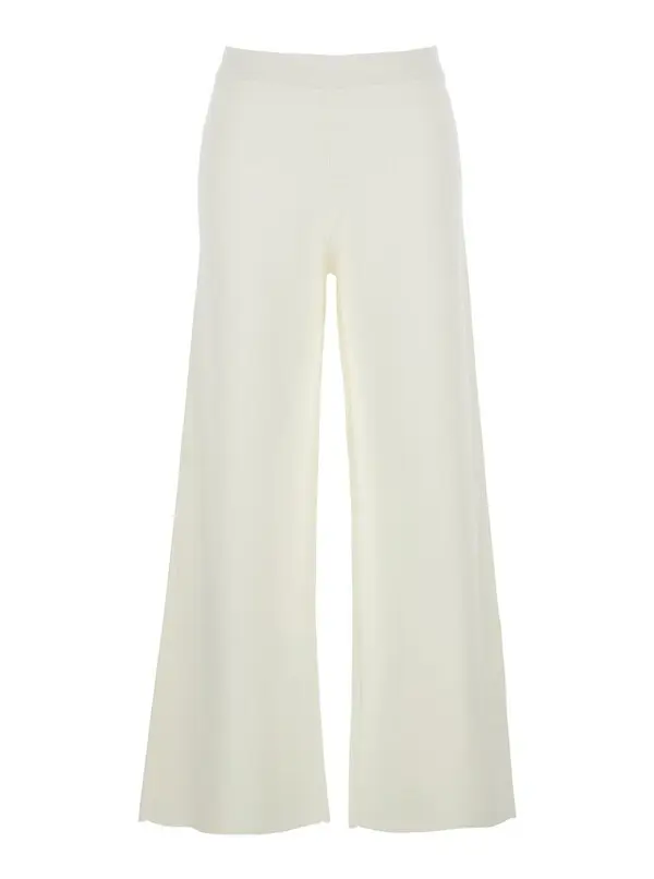 P.a.r.o.s.h Viscose Blend Wide Leg Pull-on Pants - White