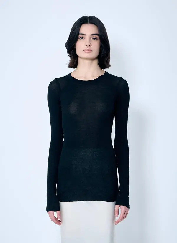 Rick Owens Rib Long Sleeve Top - Black