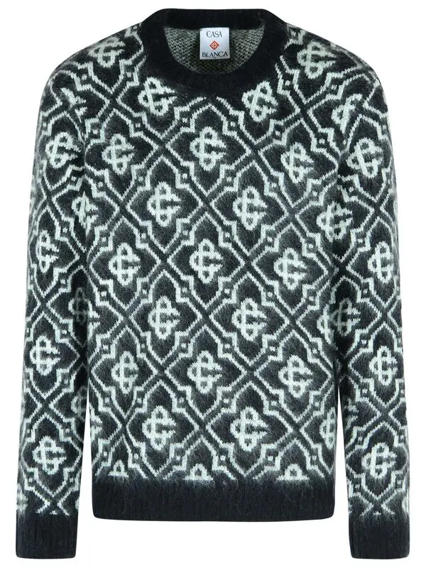 Casablanca Mohair Blend Monogrammed Sweater