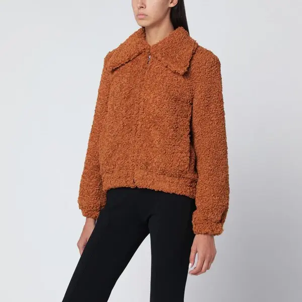 PATOU Pumpkin-coloured Faux Fur Bomber Jacket - Orange