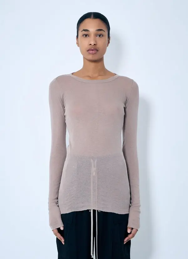 Rick Owens Rib Long Sleeve T-shirt - Cream