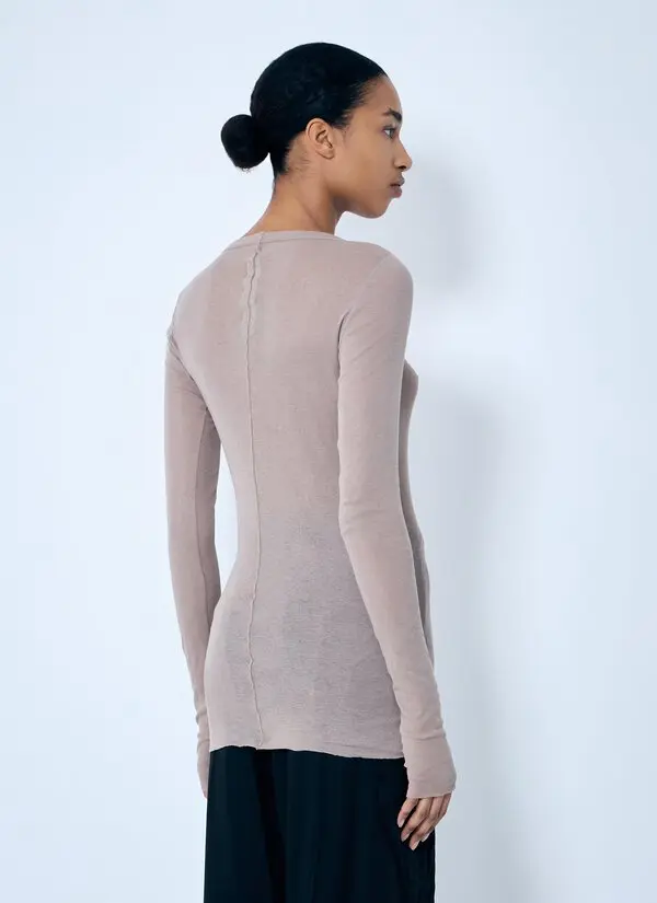 Rick Owens Rib Long Sleeve T-shirt - Cream