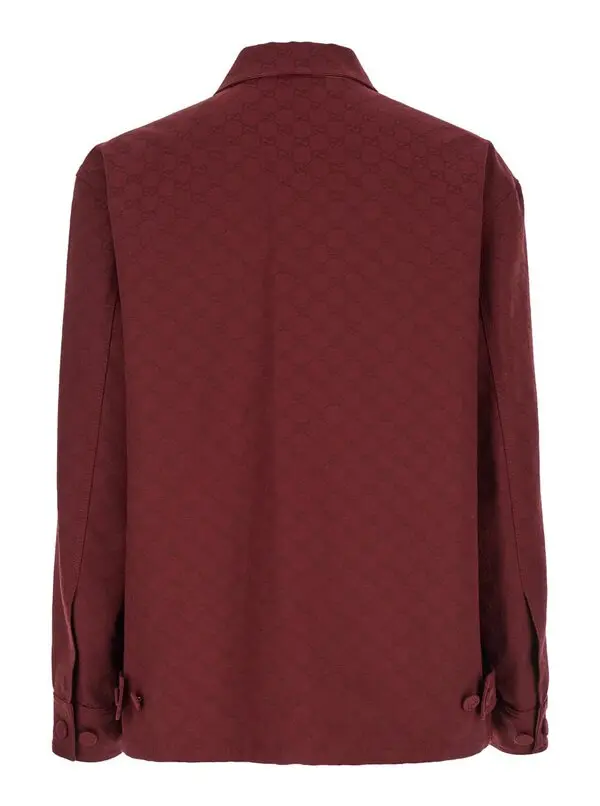 Gucci Bordeaux Jacket With All-over Gg Motif In Cotton Blend - Multicolor
