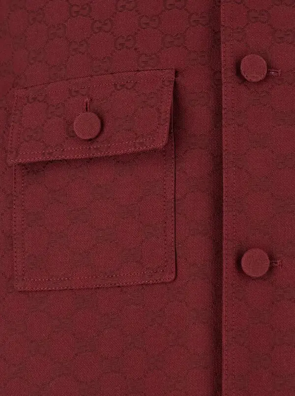 Gucci Bordeaux Jacket With All-over Gg Motif In Cotton Blend - Multicolor